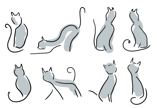 Zwarte Kat Silhouet Collecties Vectorafbeelding Door © Annbozshko ⬇