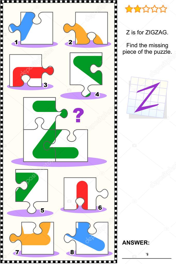 ABC learning educational puzzle - letter Z (zigzag) Stock Vector Image ...