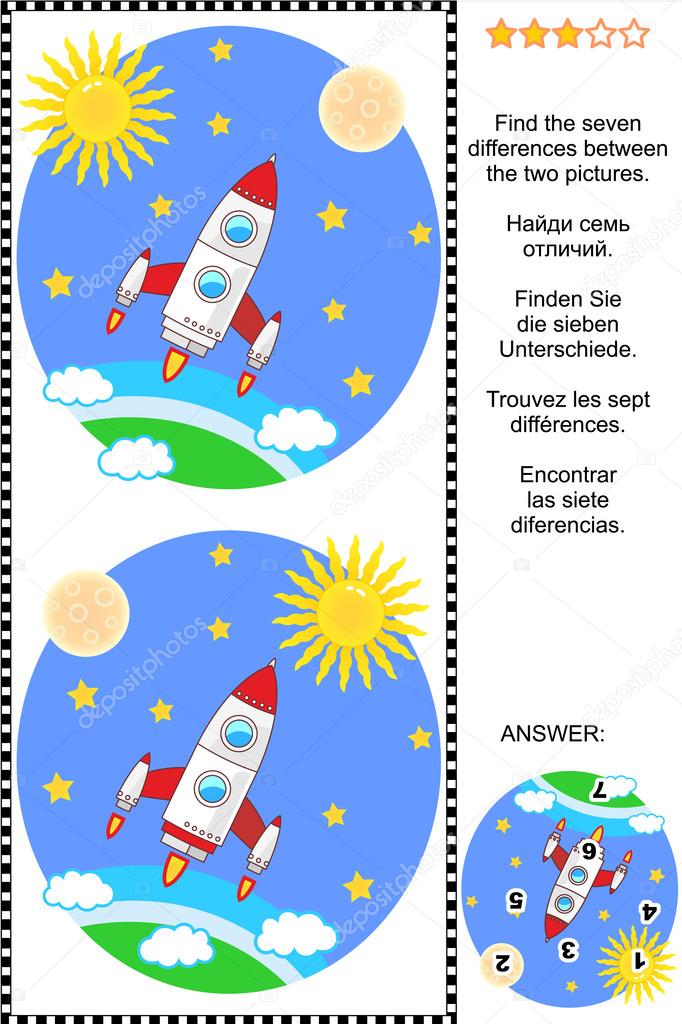Find the differences visual puzzle - space exploration — Stock Vector ...