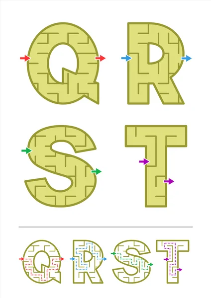 Alphabet Learning Fun Educational Activity Kids Letter Maze Game Answer ...