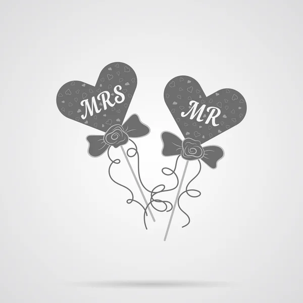 Vector wedding hearts MR and MRS on a stick — Stock Vector © McAndy ...