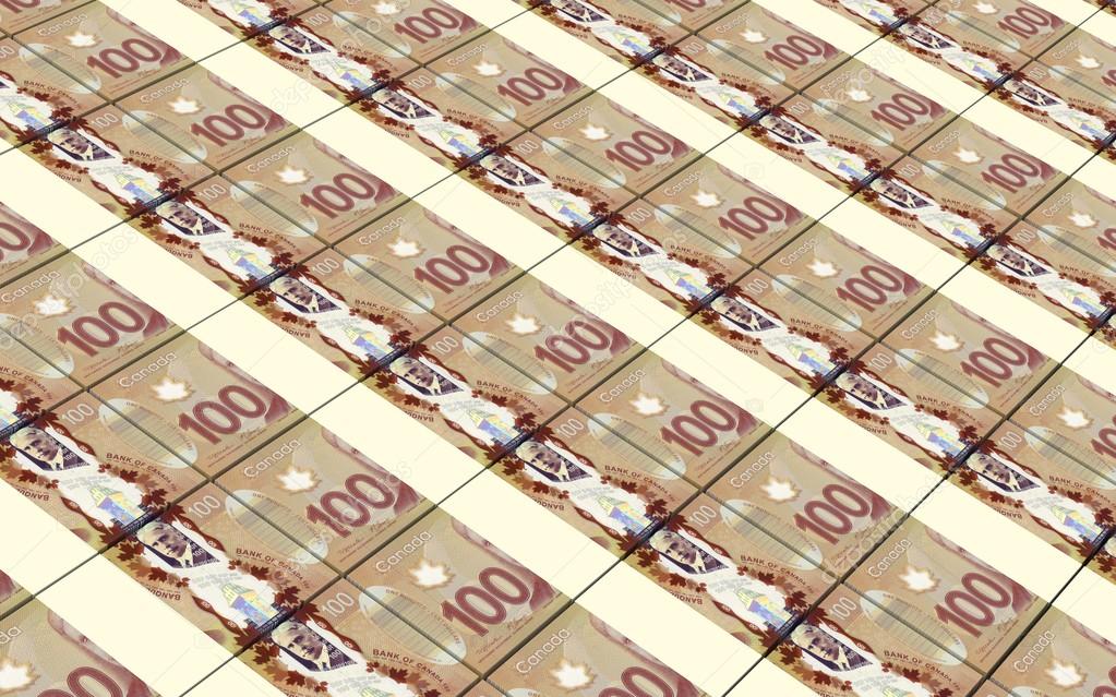 Stacks Of Canadian 100 Dollar Bills