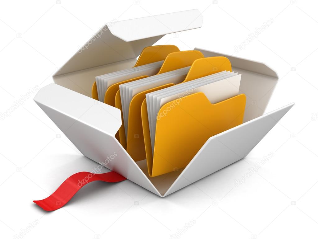 Open package with folders. Image with clipping path — Stock Photo ...