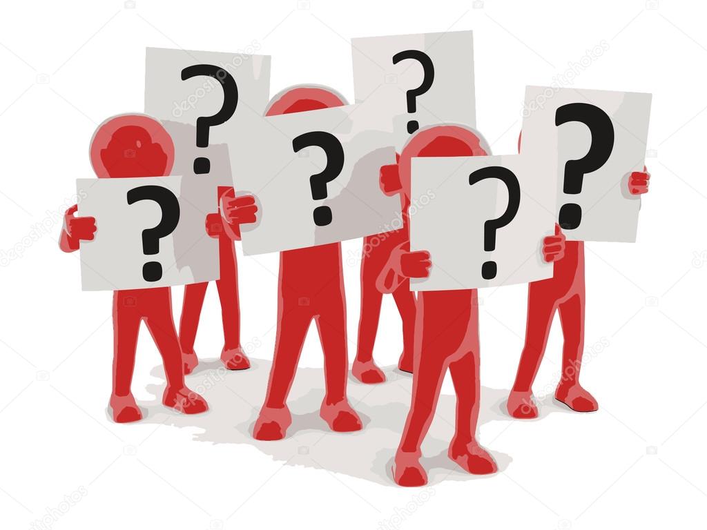 People and question mark signs. Image with clipping path Stock ...