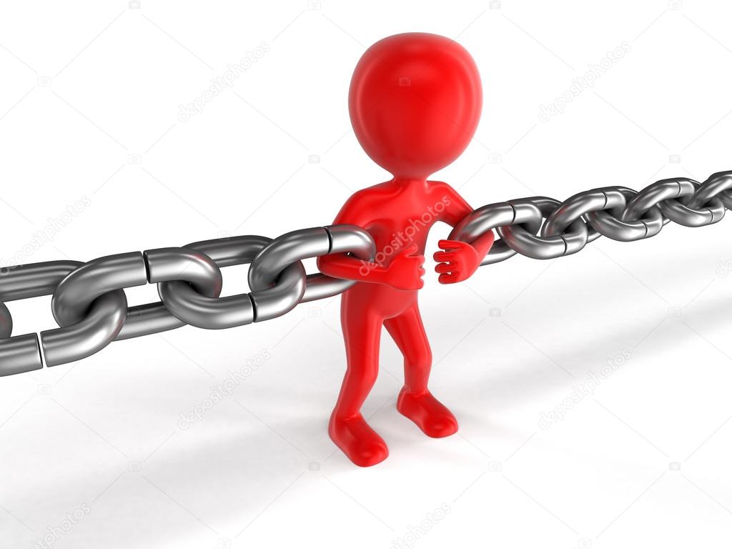 Human character and chain (clipping path included) Stock Photo by ...