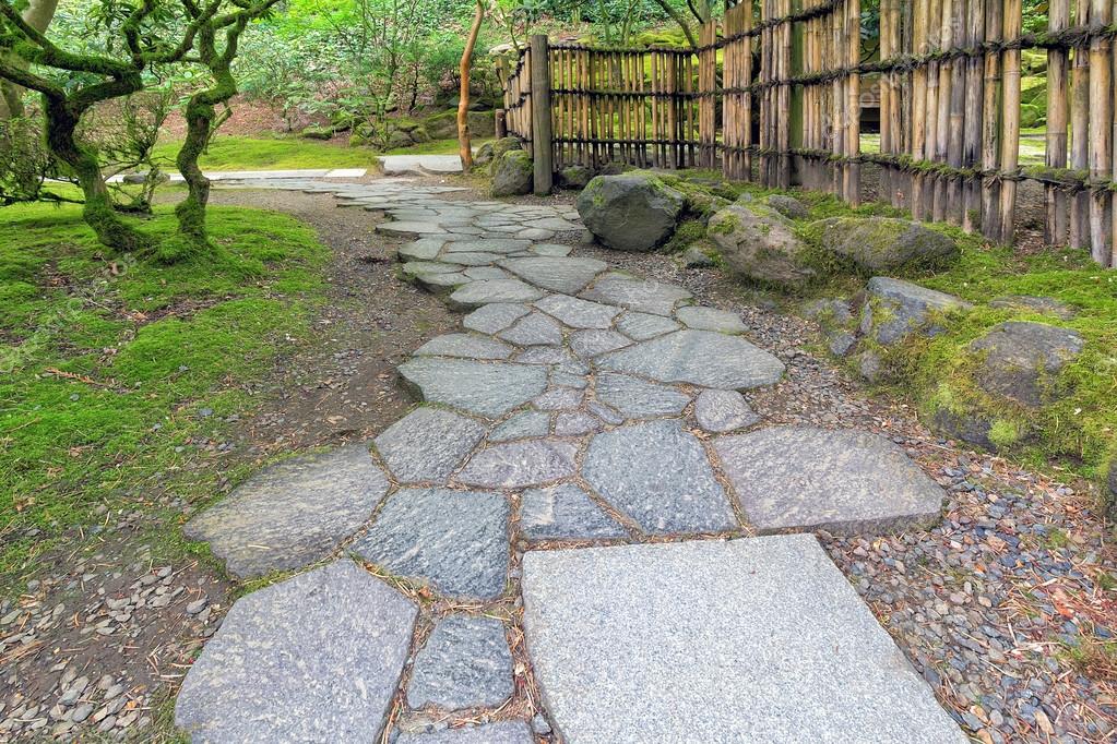 Stone Path Walkway with Bamboo Fence Stock Photo by ©davidgn 106511508