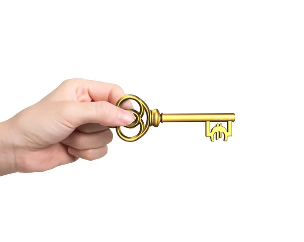 Hand holding golden treasure key in Euro symbol shape Stock Photo by ...