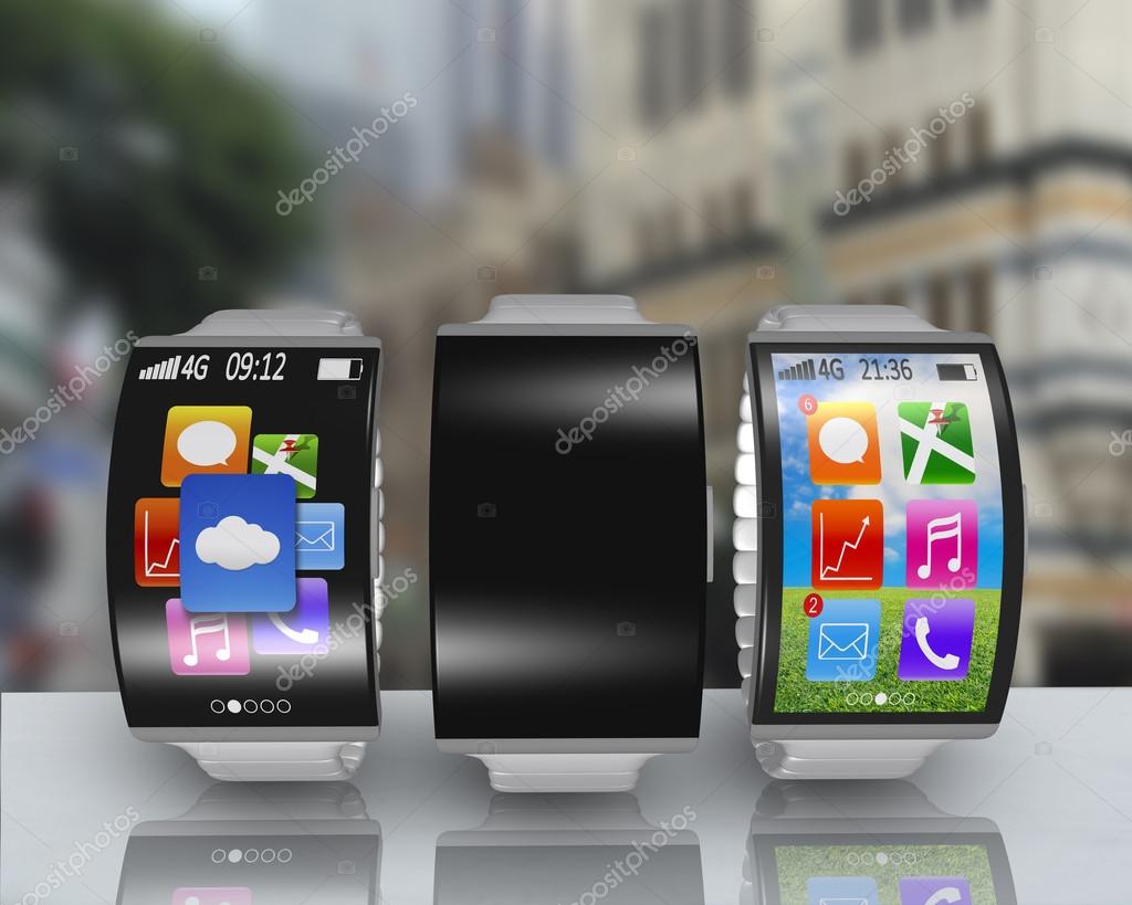 Group of ultra-lightweight curved screen smartwatch with steel w ...