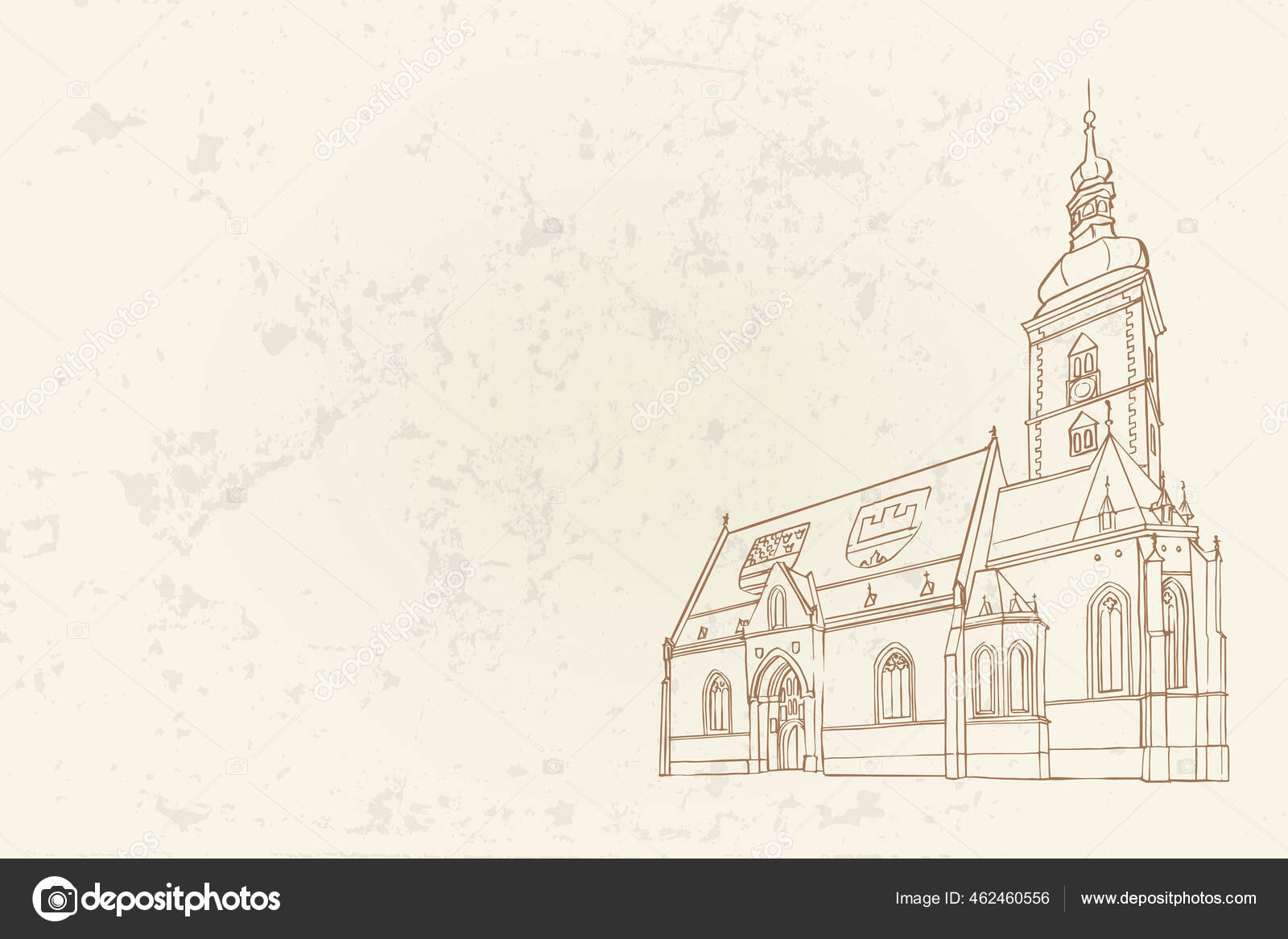 Vector Sketch Church Mark Mark's Square Upper Town Zagreb Croatia Stock ...
