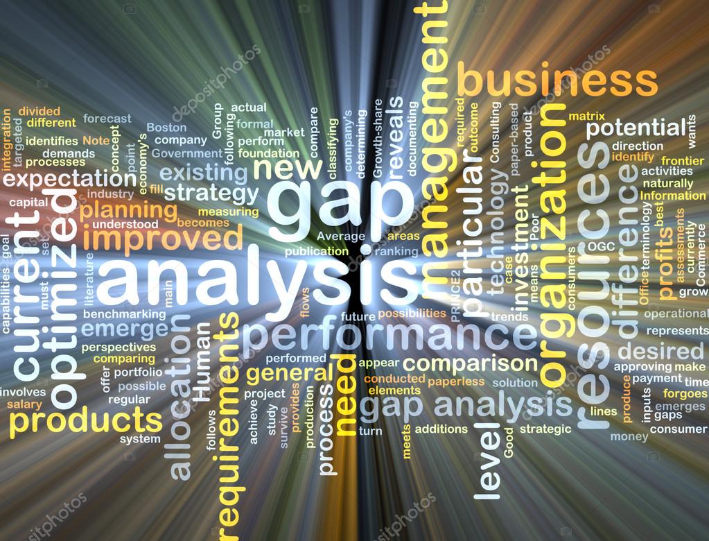 Gap analysis wordcloud concept illustration glowing Stock Photo by ...