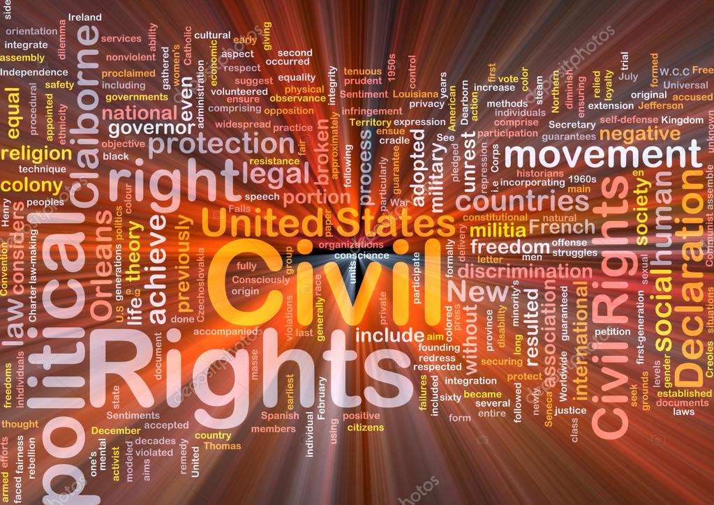 Civil rights wordcloud concept illustration glowing — Stock Photo ...