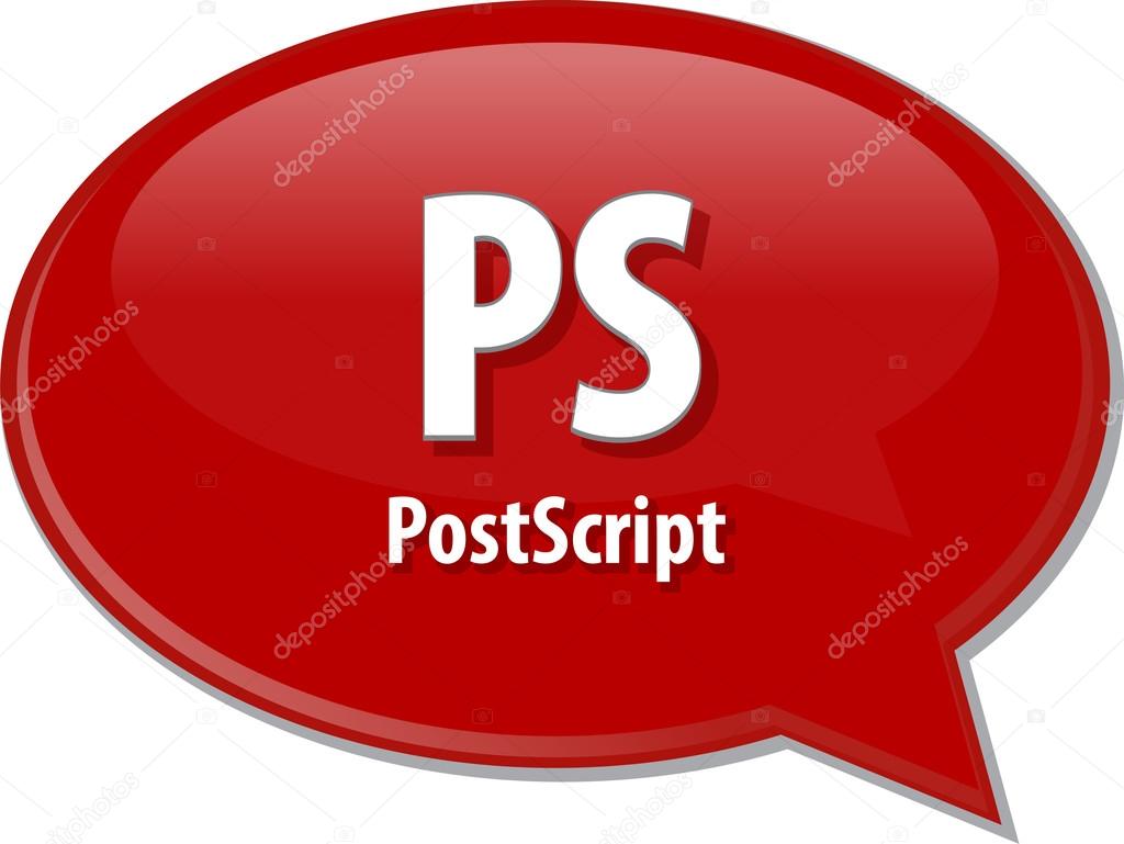 PS acronym definition speech bubble illustration — Stock Photo ...