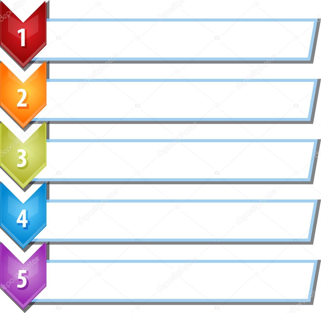 Five blank business diagram chevron list illustration — Stock Photo ...