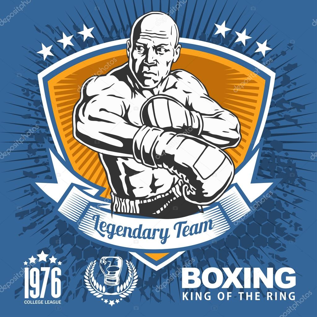 Vintage boxing emblem, label, badge, logo and designed elements. Stock ...