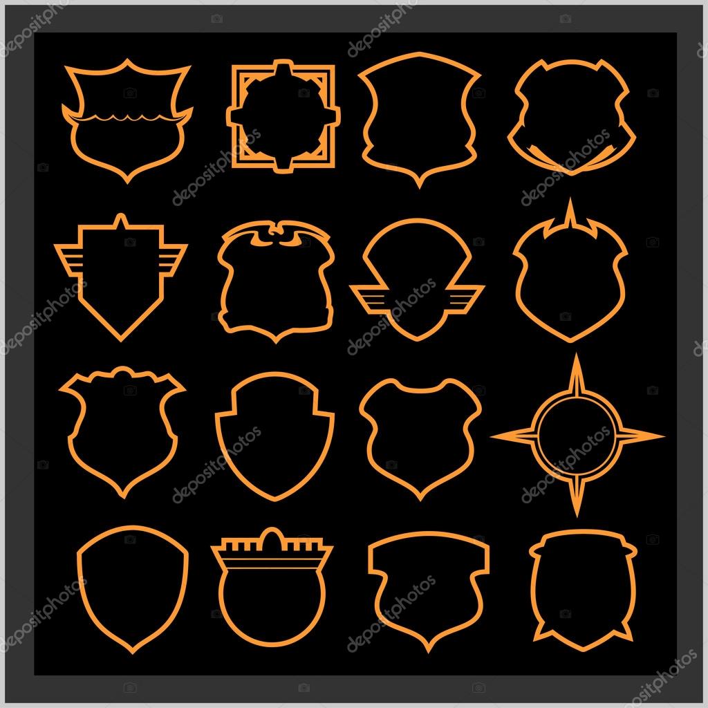 Shield frames icons set - vintage heraldic shields — Stock Vector ... Shield frames icons set - vintage heraldic shields — Stock Vector ...