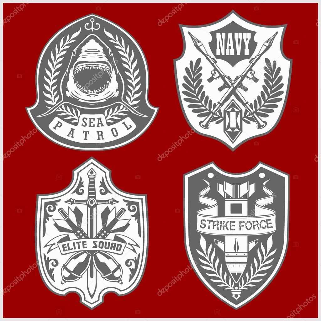 Set Of Military - Army Patches and Badges 4 — Stock Vector © Digital ...