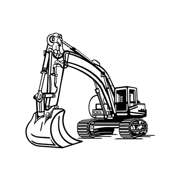 Outline of excavator, vector illustration Stock Vector Image by ...