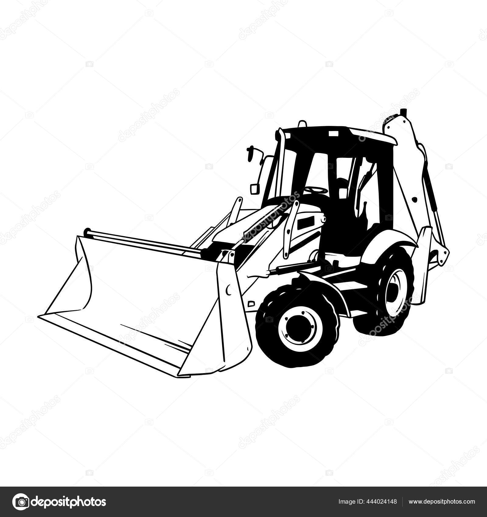 Backhoe Clipart Black And White
