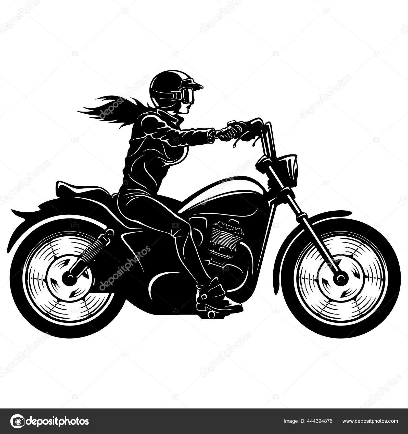 Vintage Motorcycle Clipart Black And White Cross