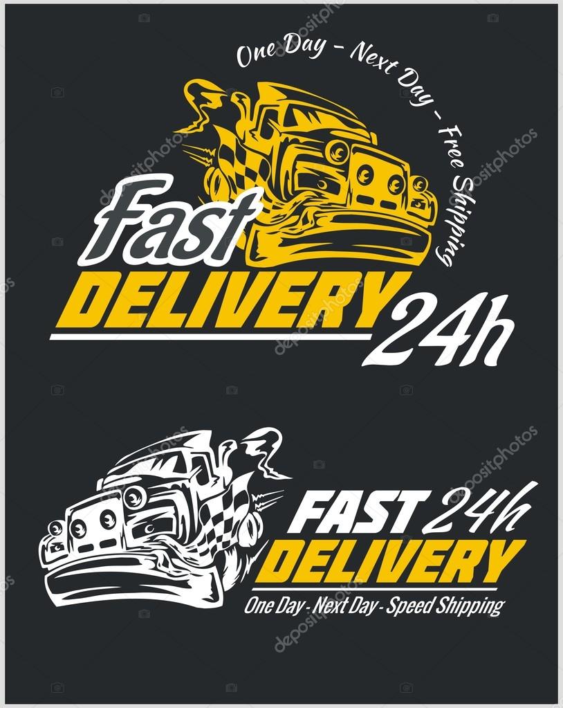 Delivery elements. Yellow and white signs labels. Stock Vector Image by ...