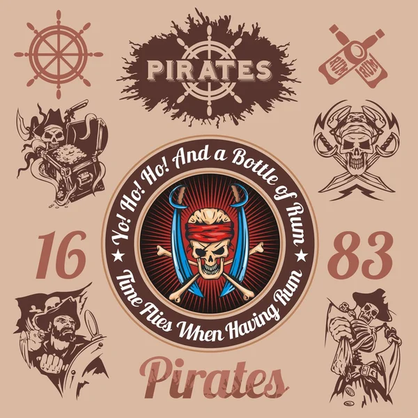 Jolly Roger - Pirate design elements. Vector set. — Stock Vector ...