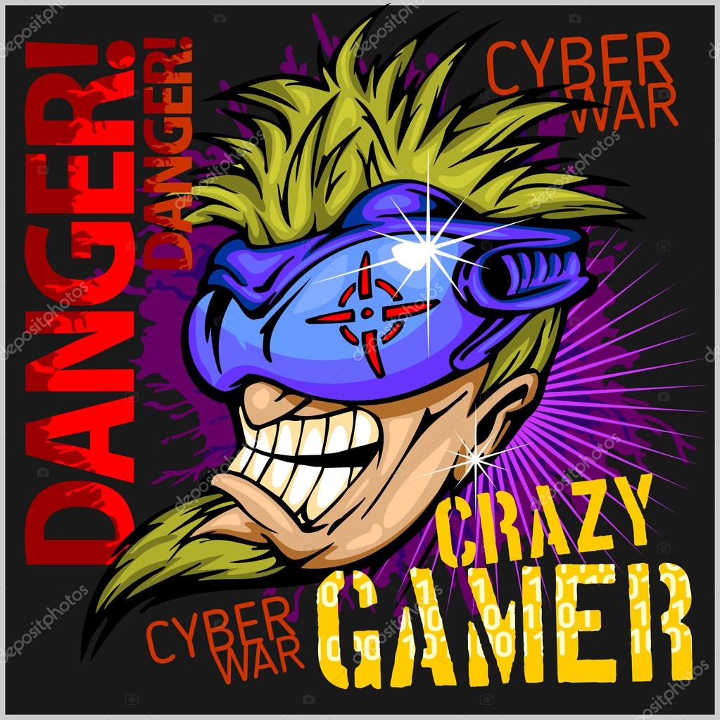 Crazy Gamer - Emblem for T-Shirt Stock Vector Image by ©Digital-Clipart ...