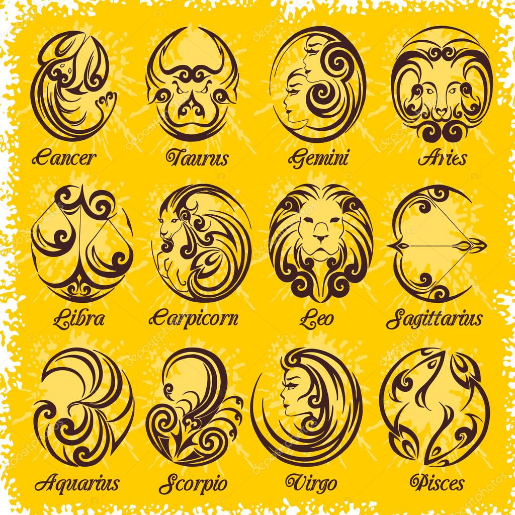 Signos E Iconos Del Zodíaco Ilustración Vectorial 2023