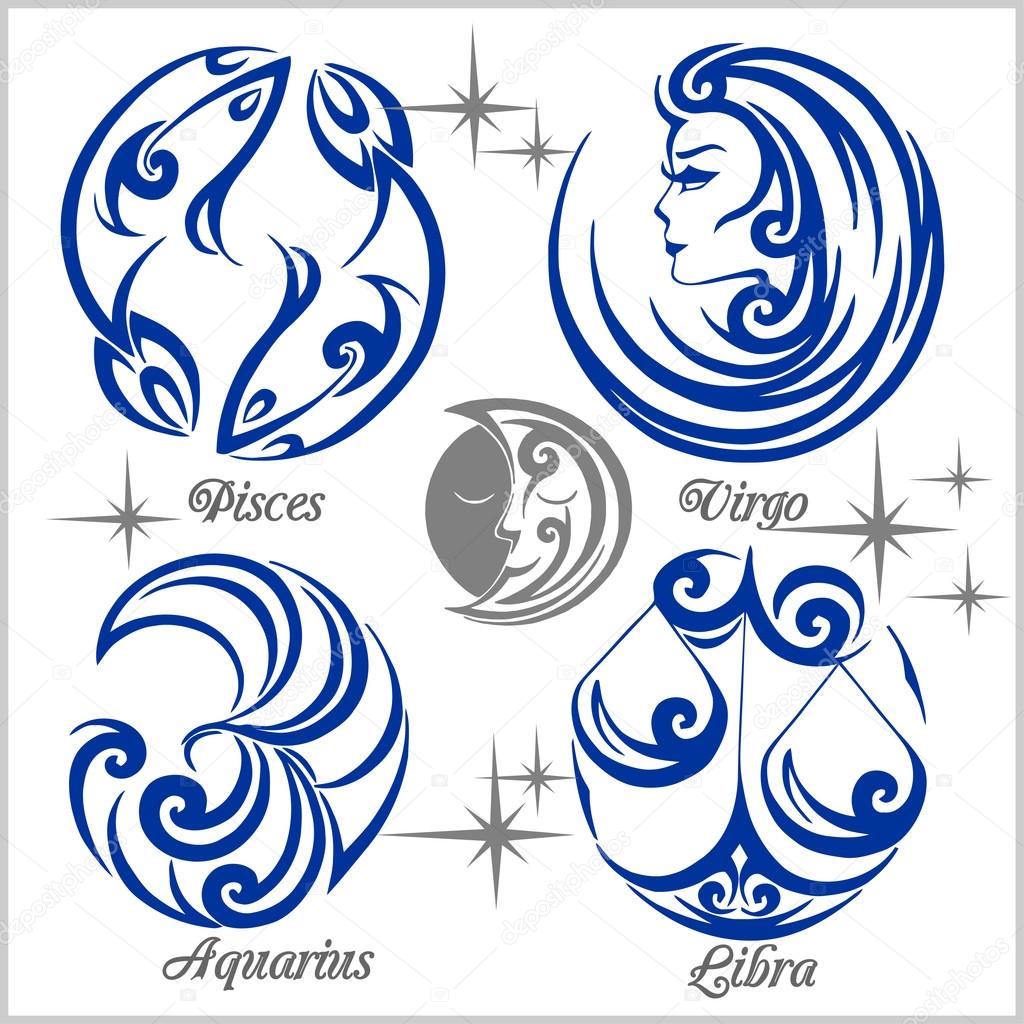 Zodiac signs and icons. Vector illustration. Stock Vector Image by ...