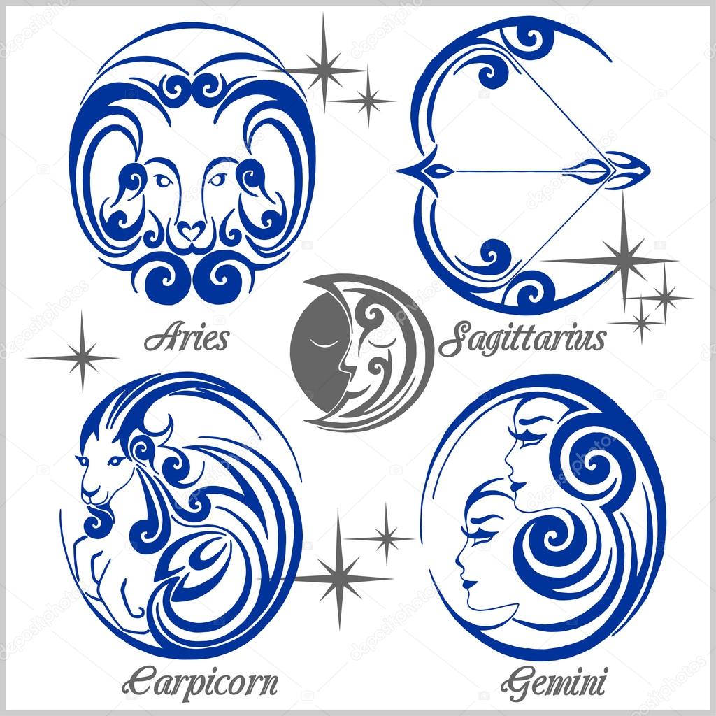Zodiac signs and icons. Vector illustration. Stock Vector Image by ...