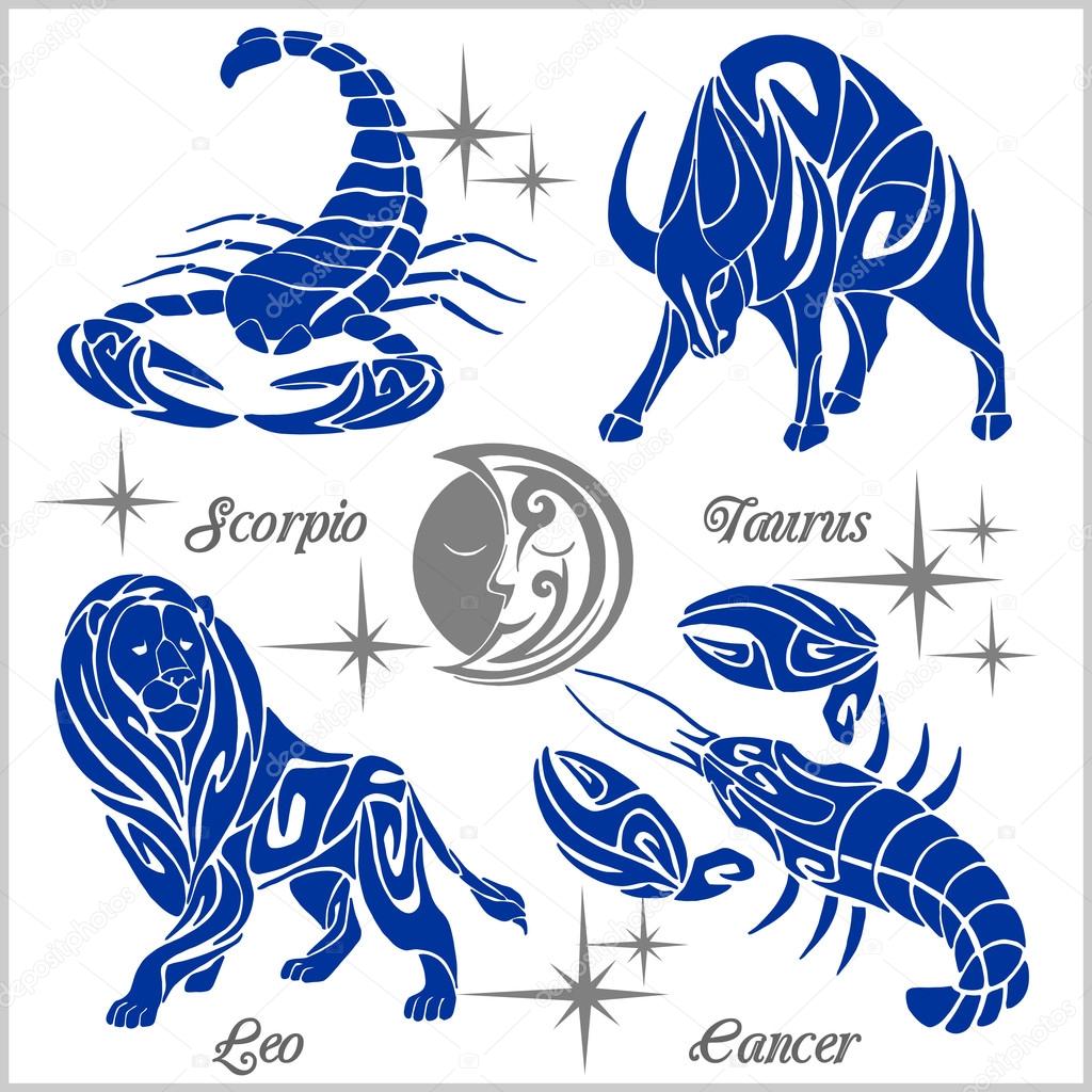 Signos E Iconos Del Zodíaco Ilustración Vectorial 2022