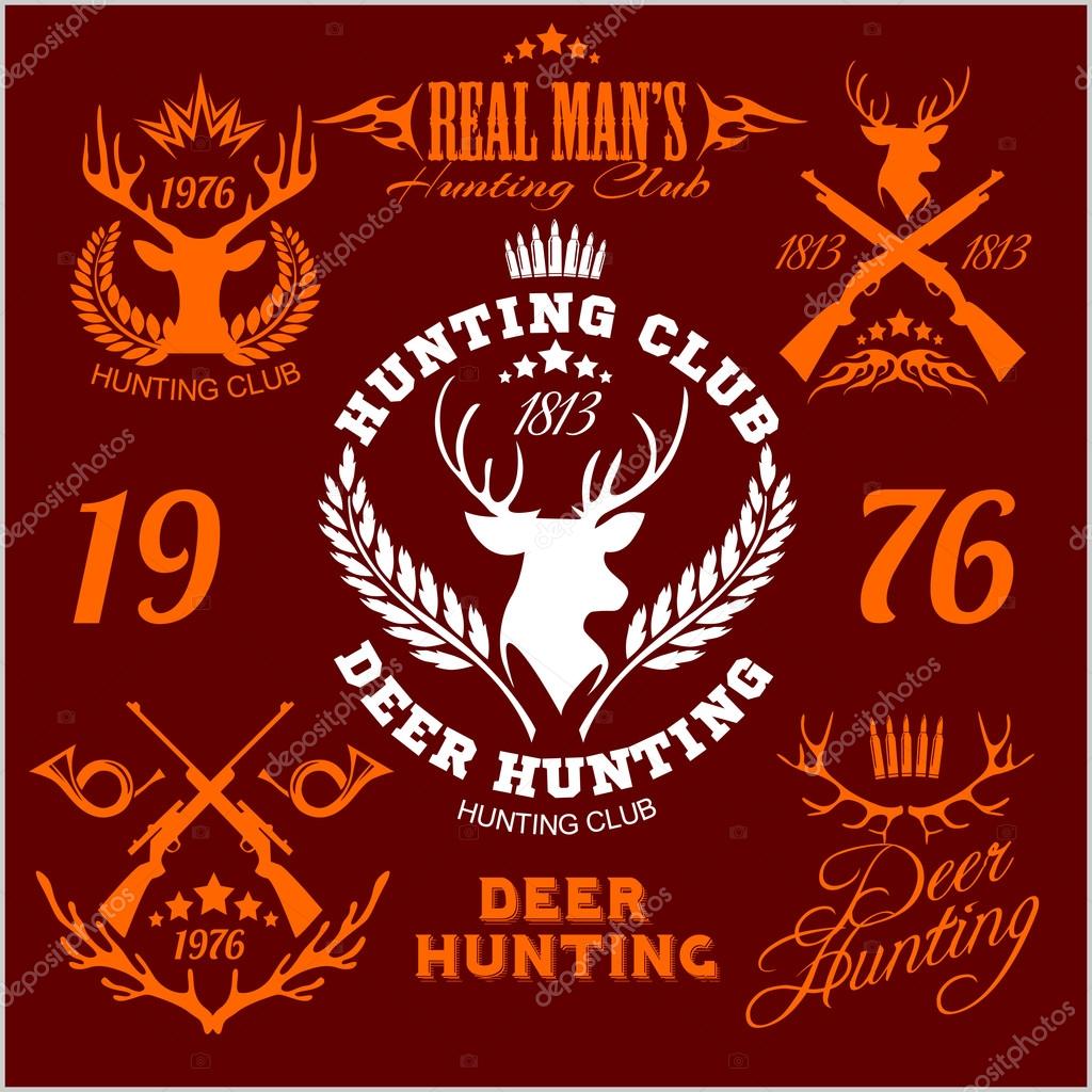 Deer hunting. Set of badges labels logo design elements. Stock Vector ...