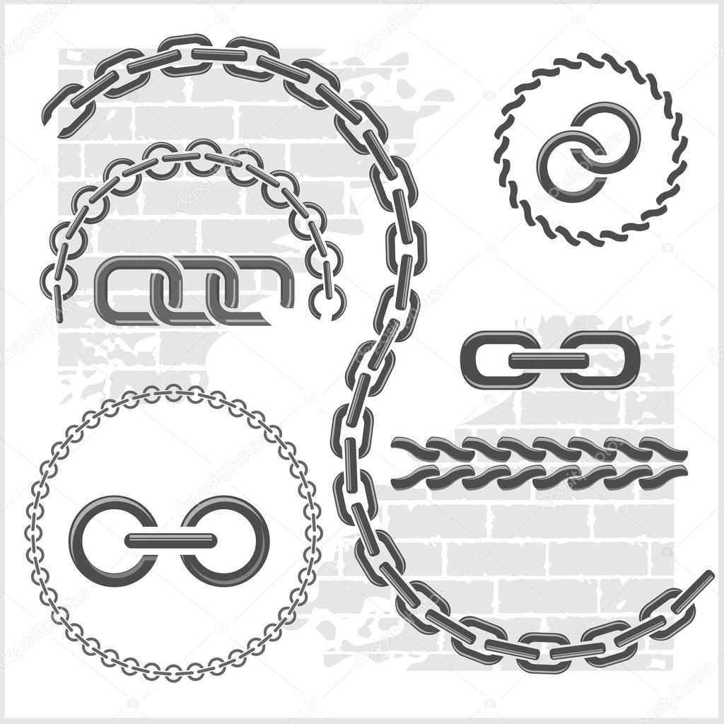 Clipart: chains | Chains set - icons, parts, circles of chains. — Stock ...