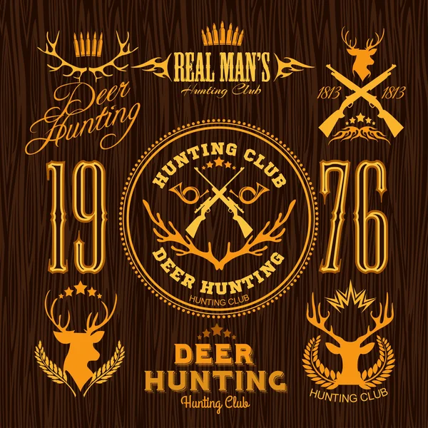 Deer hunting. Set of badges labels logo design elements. Stock Vector ...