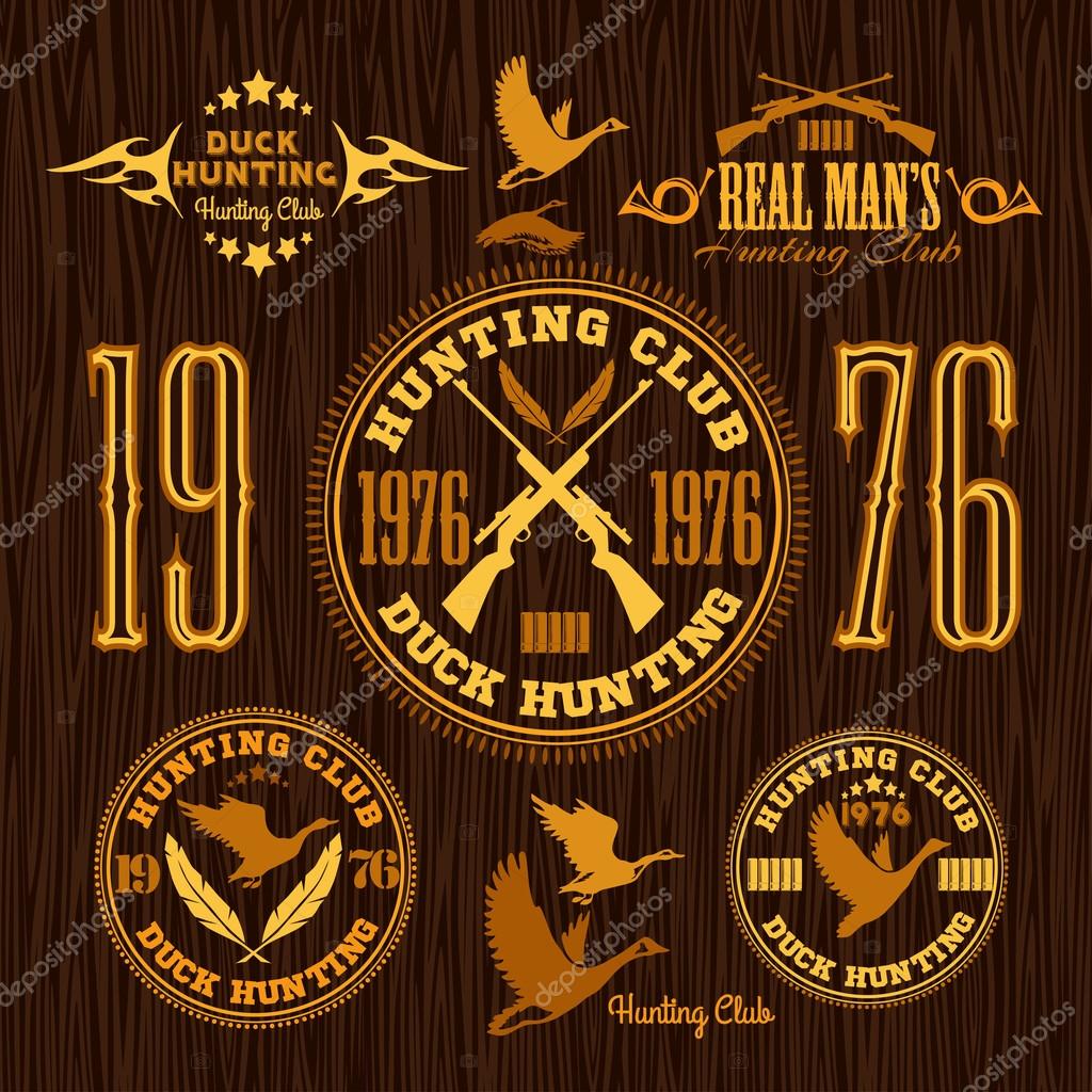 Duck Hunting - vector set for hunting emblem Stock Vector Image by ...