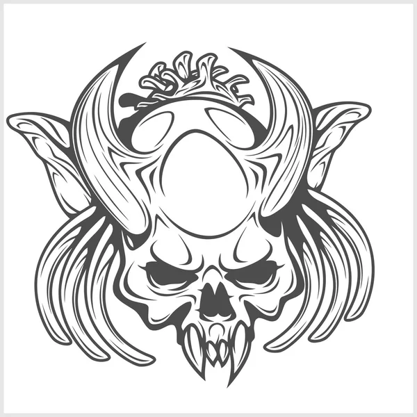 Skull tattoo and tribal design - isolated on white — Stock Vector ...