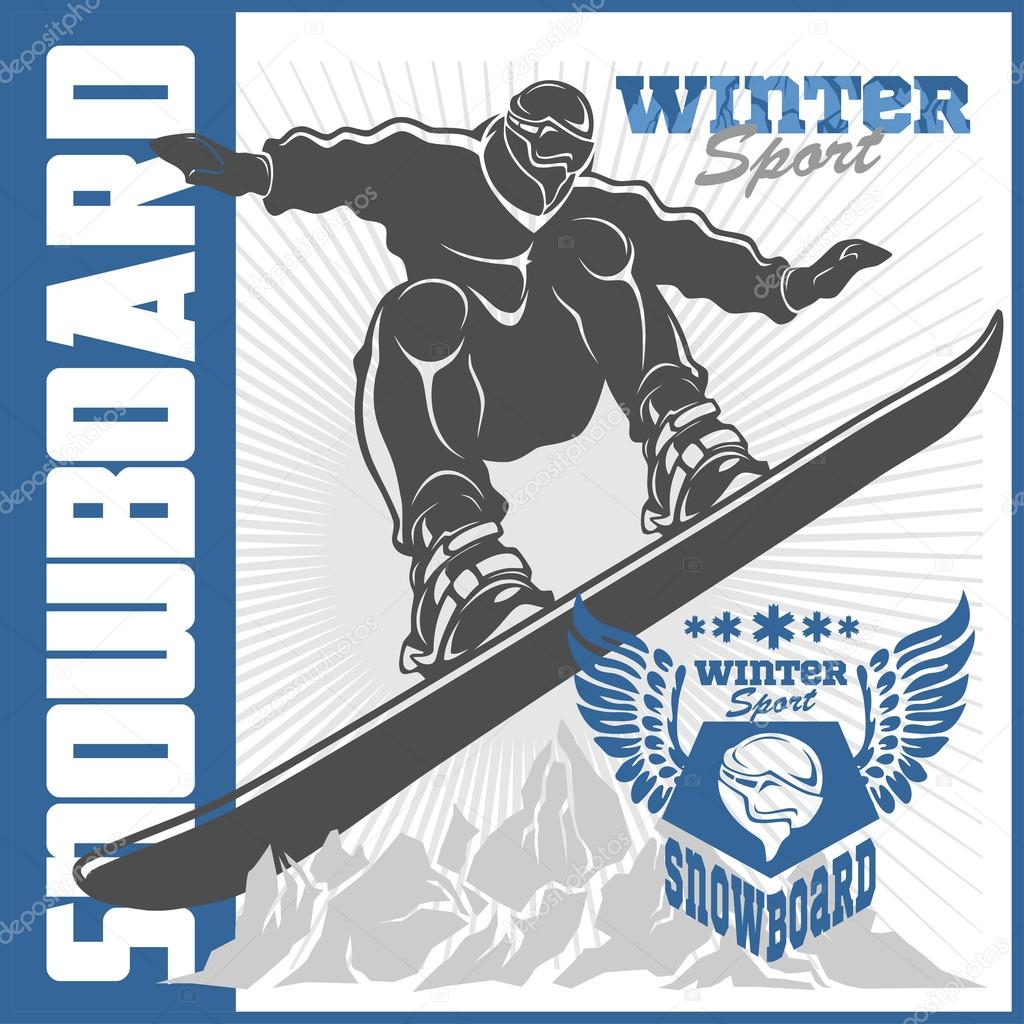 emblema de snowboard, etiquetas y elementos diseñados. Tema extremo ...