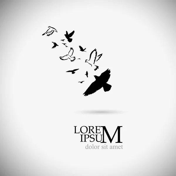 Stylized Beautiful Monochrome Tree Birds Vector Illustration Stock ...