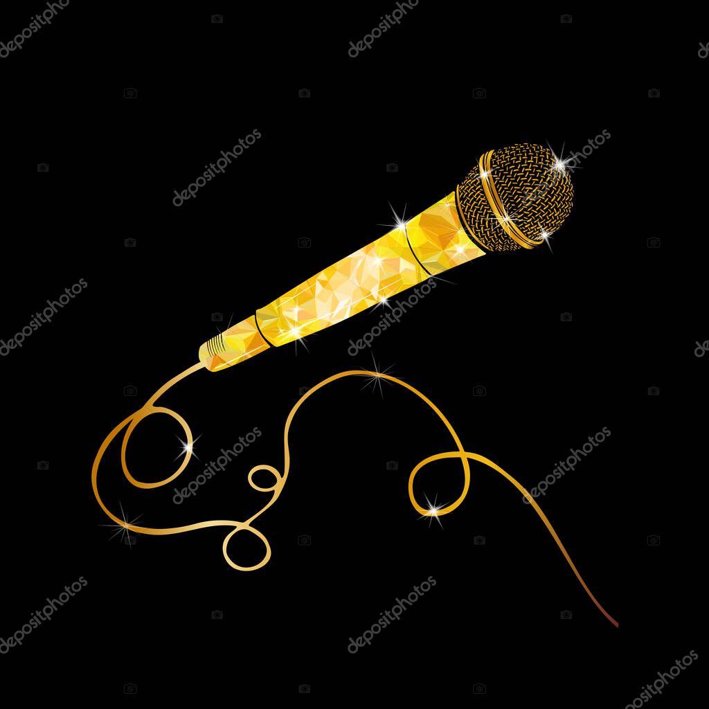 Micrófono Dorado Icono De Vector De Micrófono Icono De Vector De