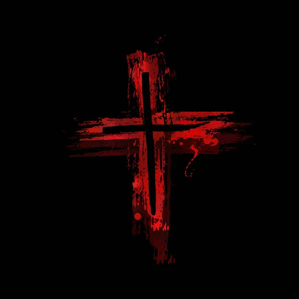 Red bloody cross. Cross made of Red blots. Happy easter. Vector ...