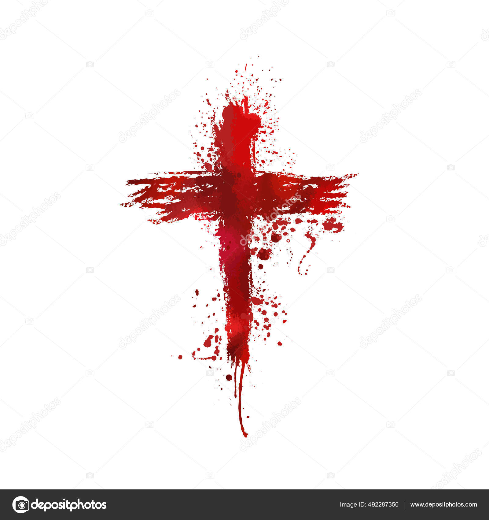红十字会血腥的十字架。红色斑点做成的十字架。快乐的复活节。矢量说明 图库矢量图©maryia777 492287350