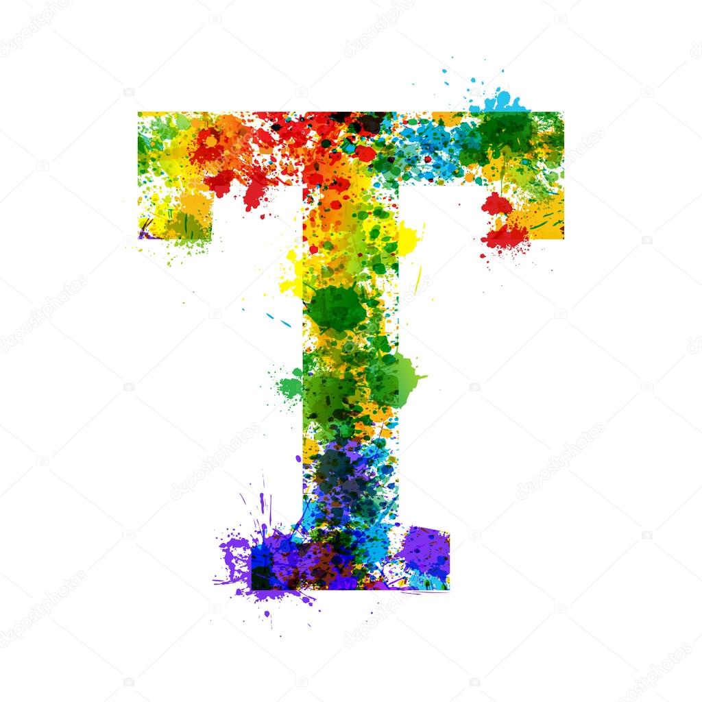 Salpicaduras de pintura de color. Gradiente Vector Font. Alfabeto de ...