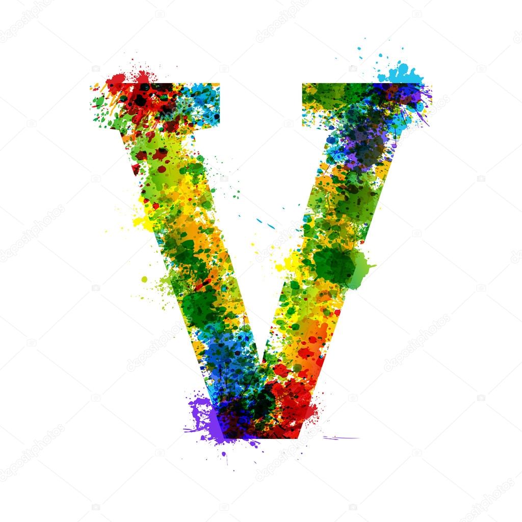 Color Paint Splashes. Gradient Vector Font. Watercolor Designer ...