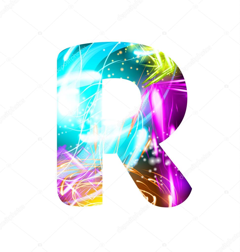 Glowing Light effect neon Font. Color Design Text Symbols. Shiny letter ...