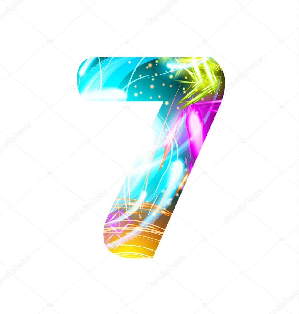 Glowing Light effect neon Font. Color Design Text Symbols. Shiny number ...