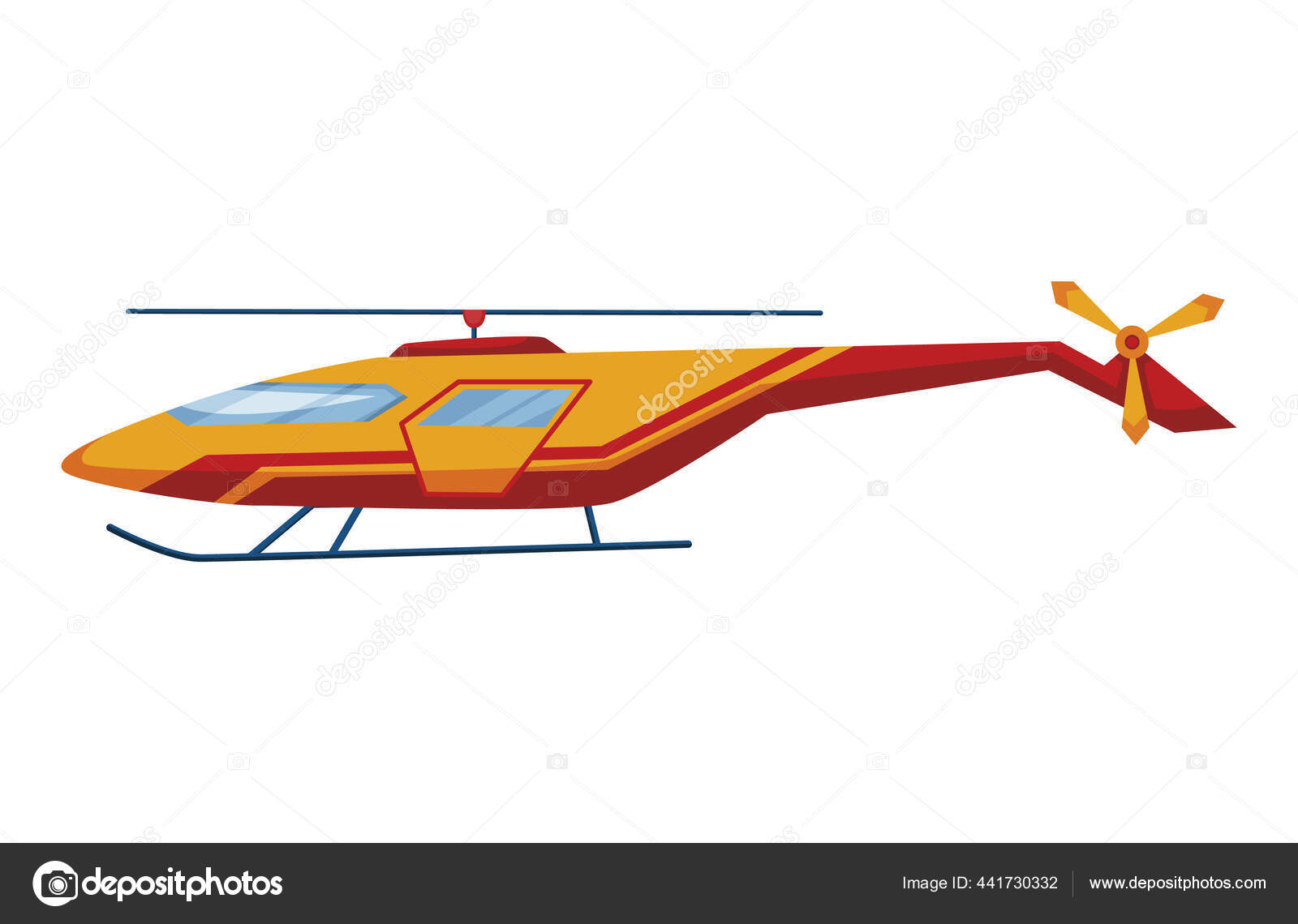 Helicopter cartoon aviation. Avia transportation with propeller ...