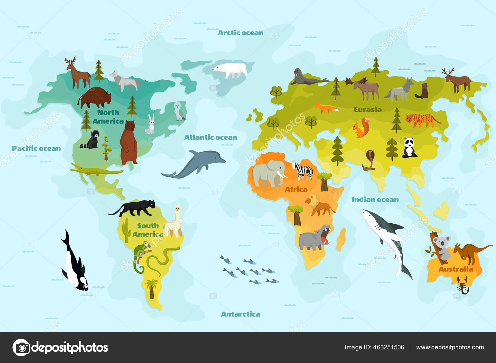 World Map Continents And Oceans For Kids