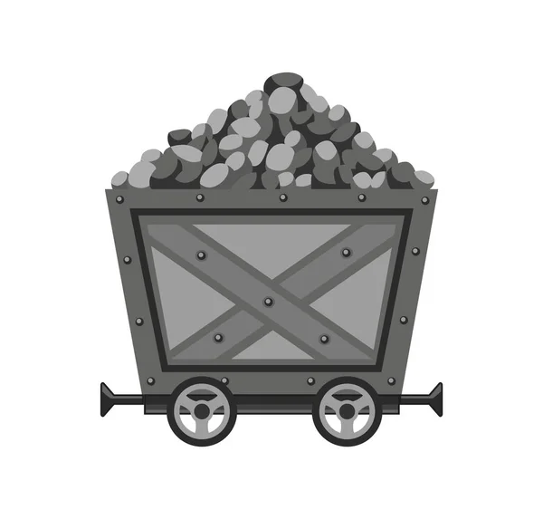 Wooden empty mine cart. Cartoon mine trolley. Vector design ...
