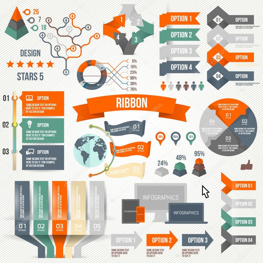 Infographics set with options. Infographic, Ribbon, Logo, Icon and 3d ...