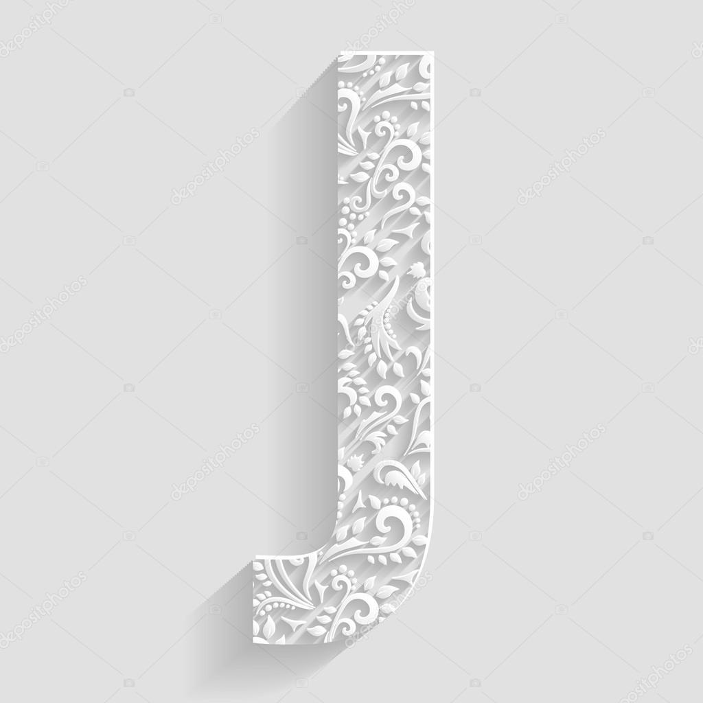 Carta J. Vector Floral Tarjetas de invitación Decorative Font Vector de ...