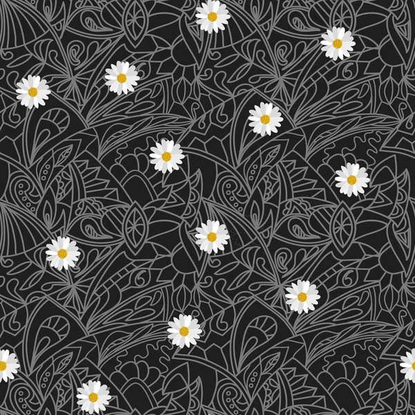 Flower daisies geometry striped seamless pattern - Stock Image - Everypixel